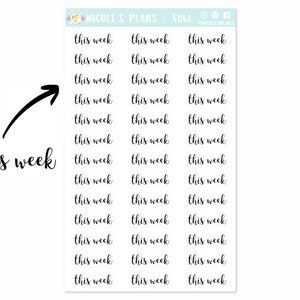 This Week Functional Script Stickers - S061 • Script Word Stickers ...