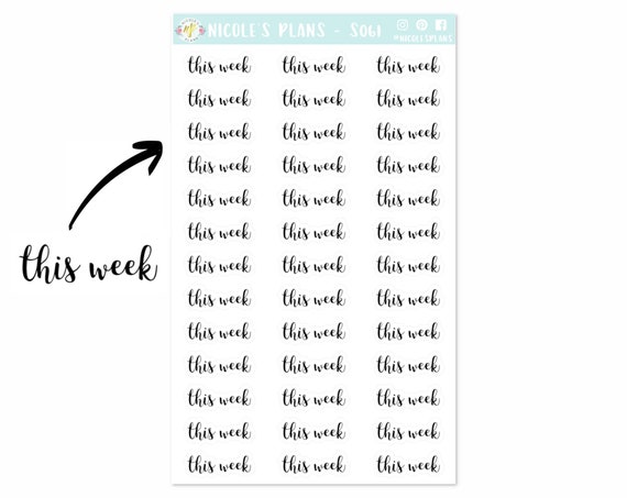 This Week Functional Script Stickers S061 Script Word | Etsy