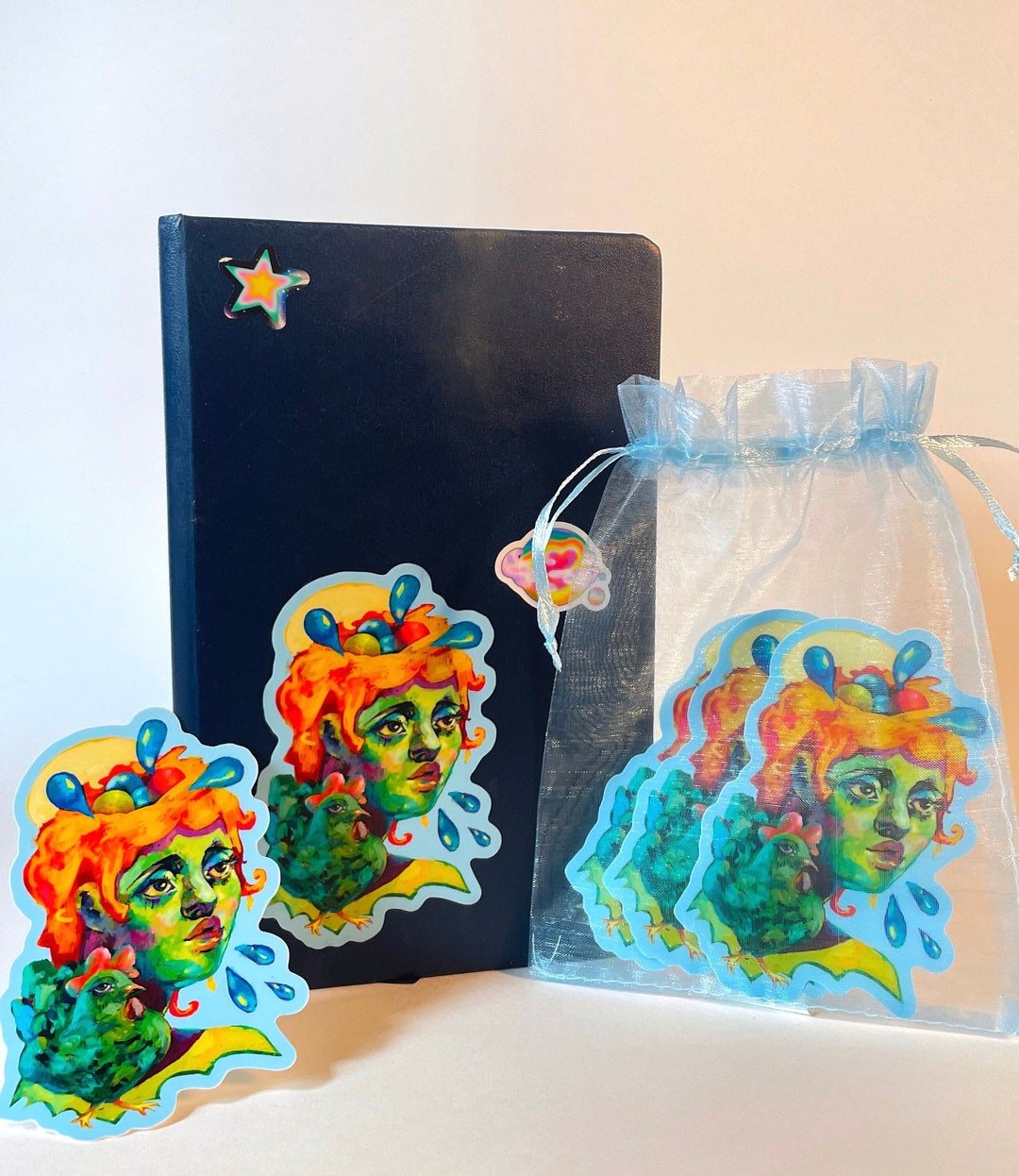 Fun Vibrant Green Girl Statement Sticker, Unique Chicken Lady Stickers ...