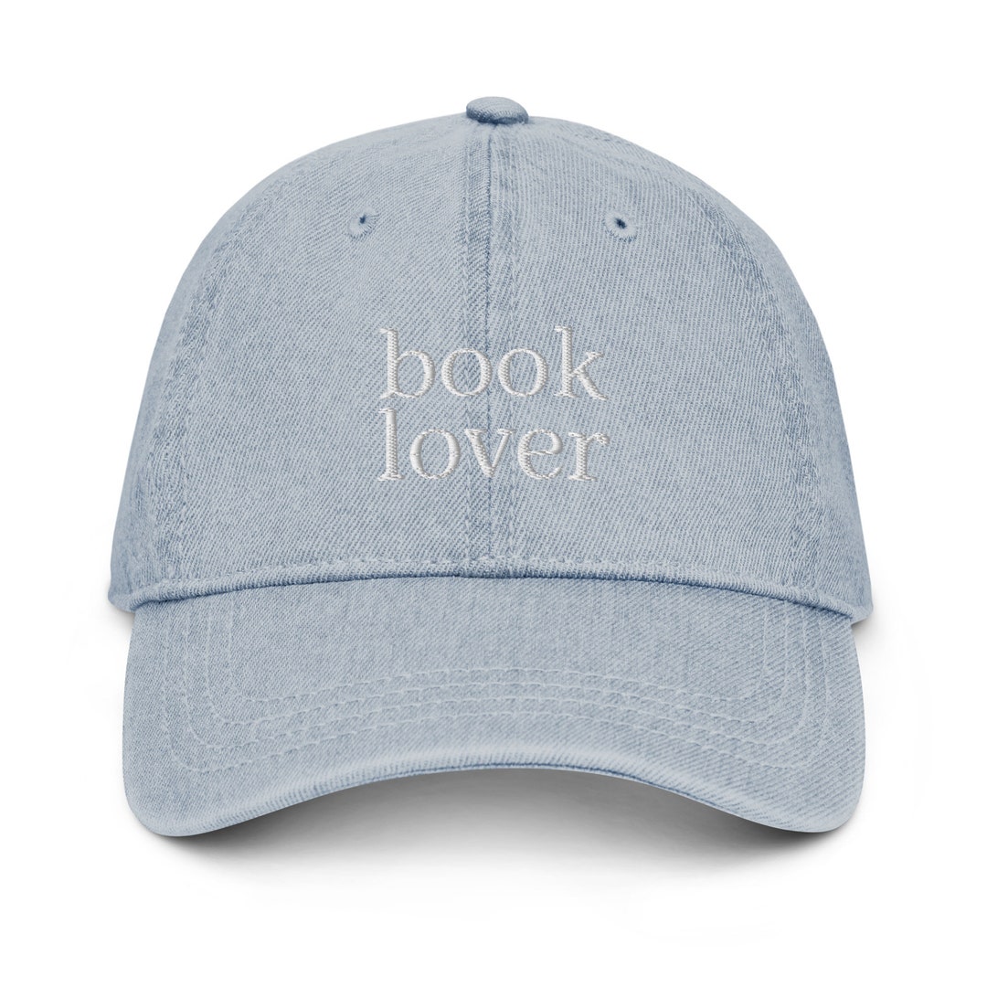 Book Lover Embroidered Denim Hat - Etsy