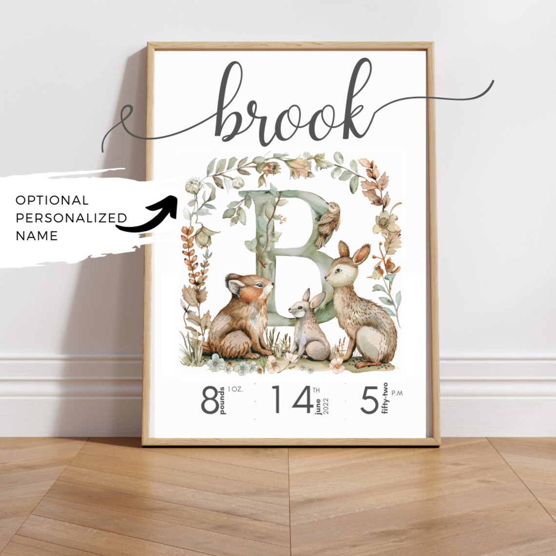 Custom Newborn Print, Alphabet Newborn Print, Personalized Newborn ...