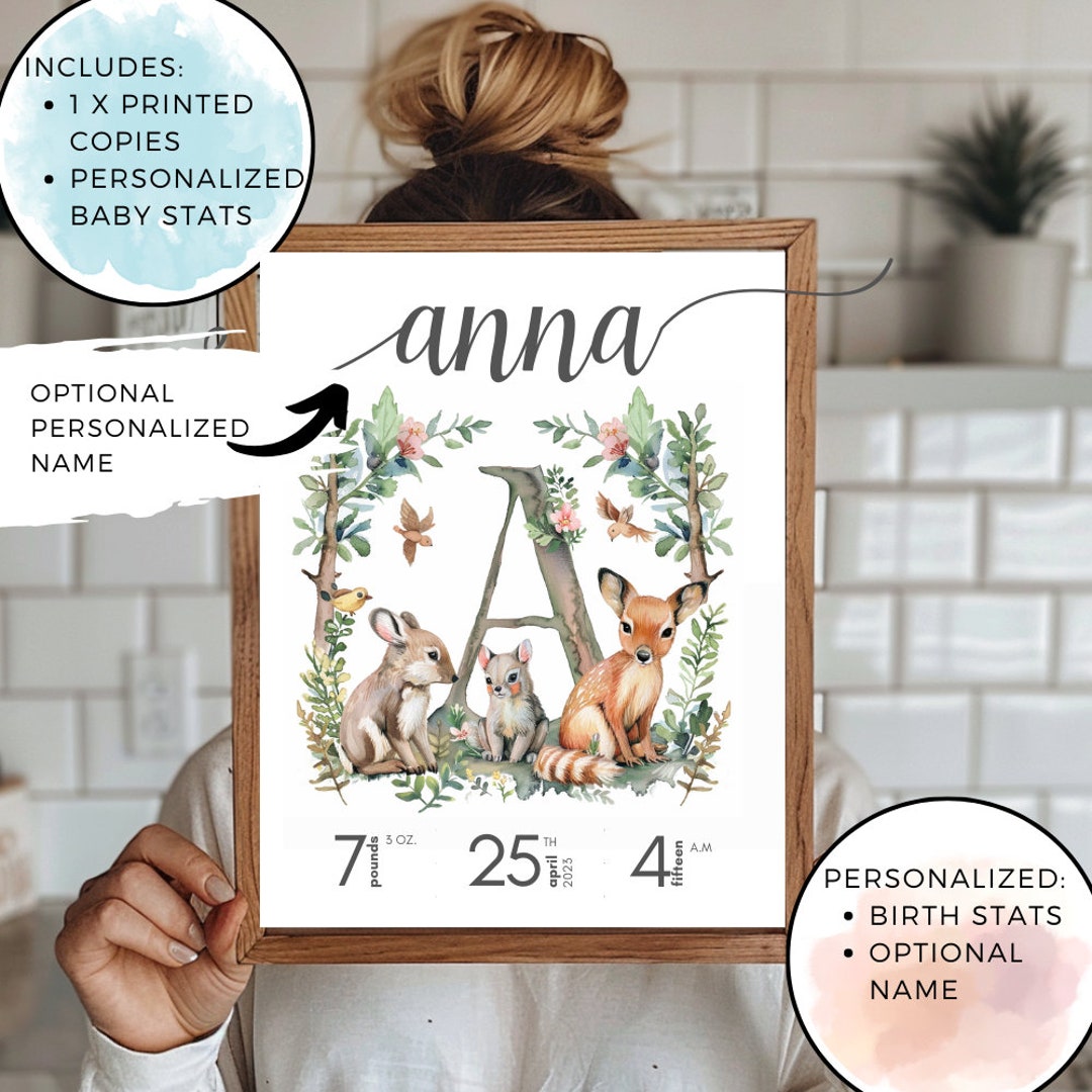 Custom Newborn Print, Alphabet Newborn Print, Personalized Newborn ...