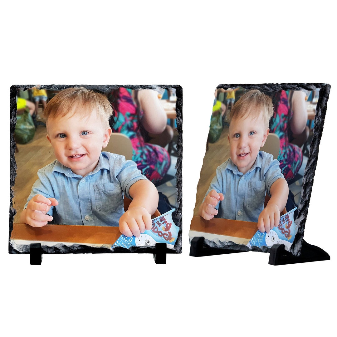 Slate Photo Personalised With Stand Square, Gloss Photo Slate Frame for ...