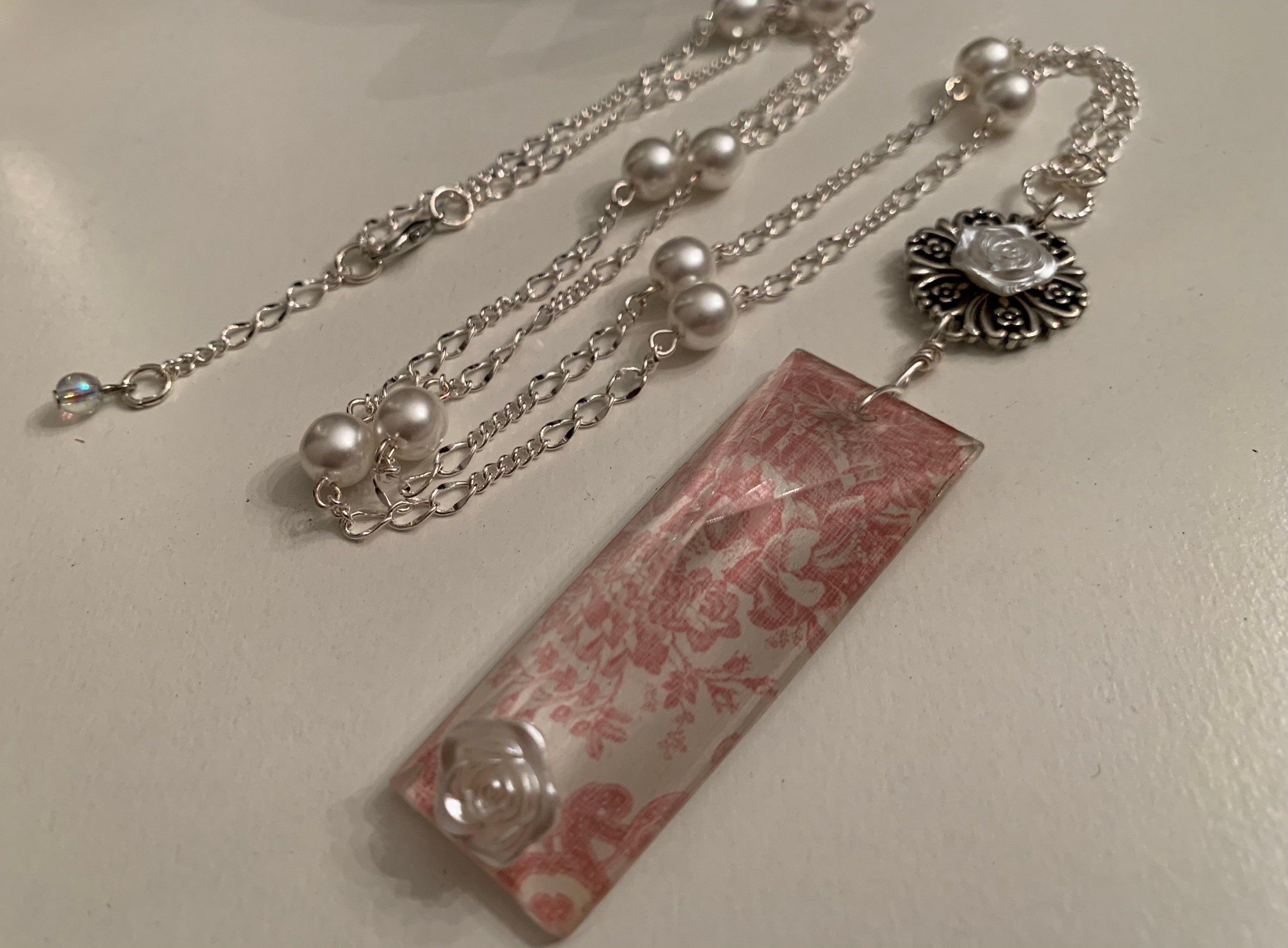 Chandelier Prism Necklace Pearl Pendant Necklace Vintage - Etsy