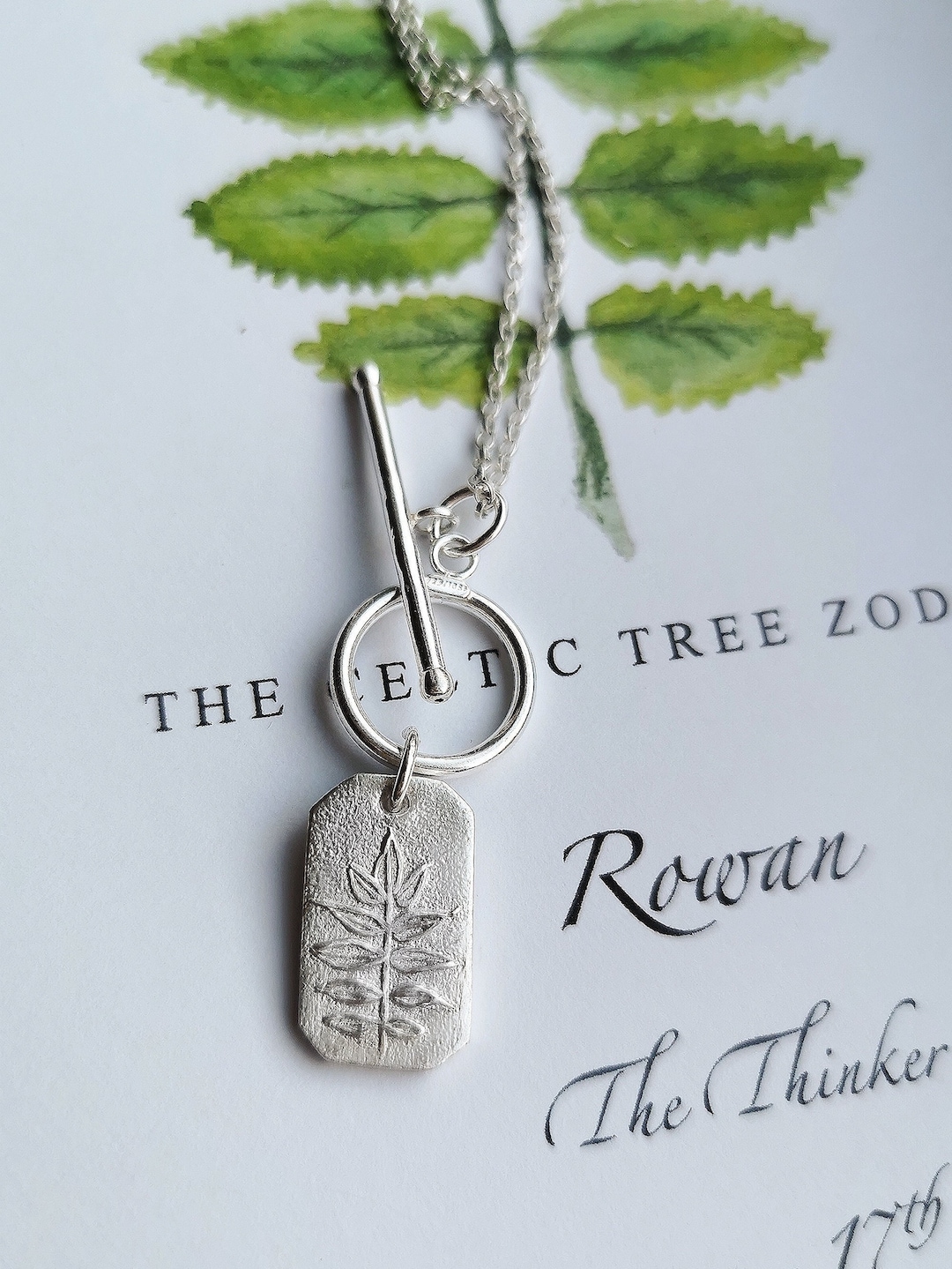 ROWAN Celtic Tree Astrology Tablet Necklace - Leaf Jewellery, Celtic ...