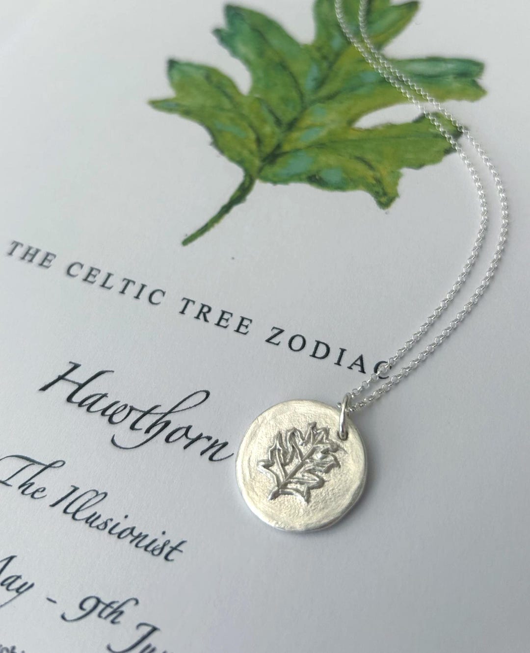 HAWTHORN, Celtic Tree Leaf Amulet Necklace - Celtic Astrology, Tree ...