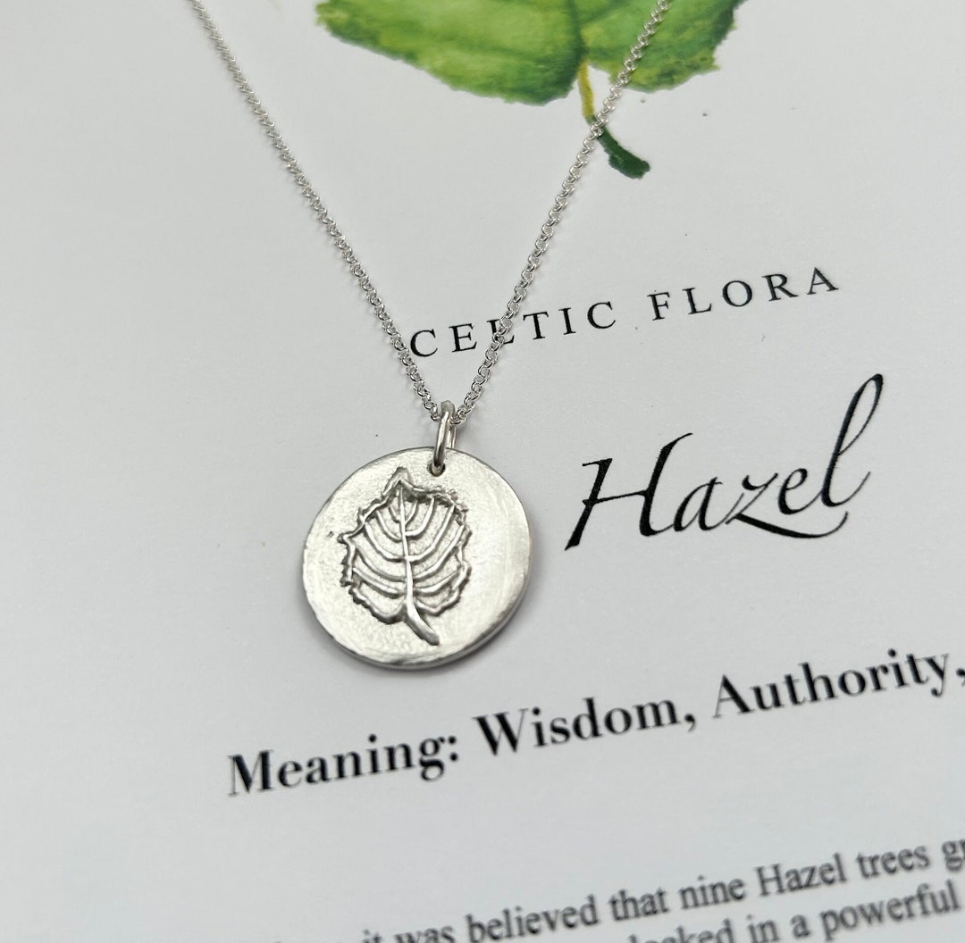 HAZEL NAME Necklace - Tree, Leaf Jewellery, Celtic, Ogham Gift, Pagan ...