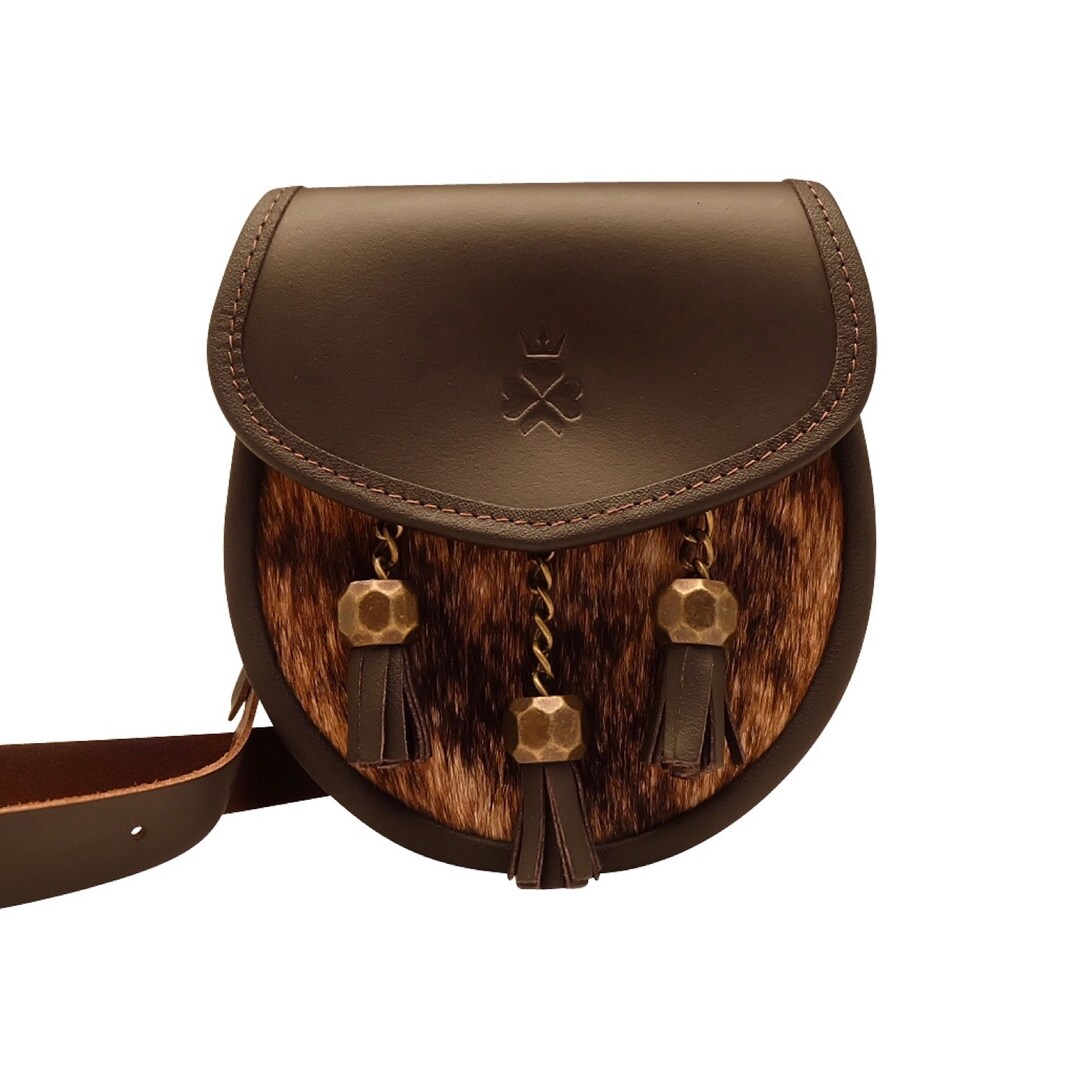 Natural Hair on Hide, Brown Leather Handbag Handmade Scottish Gift Also ...