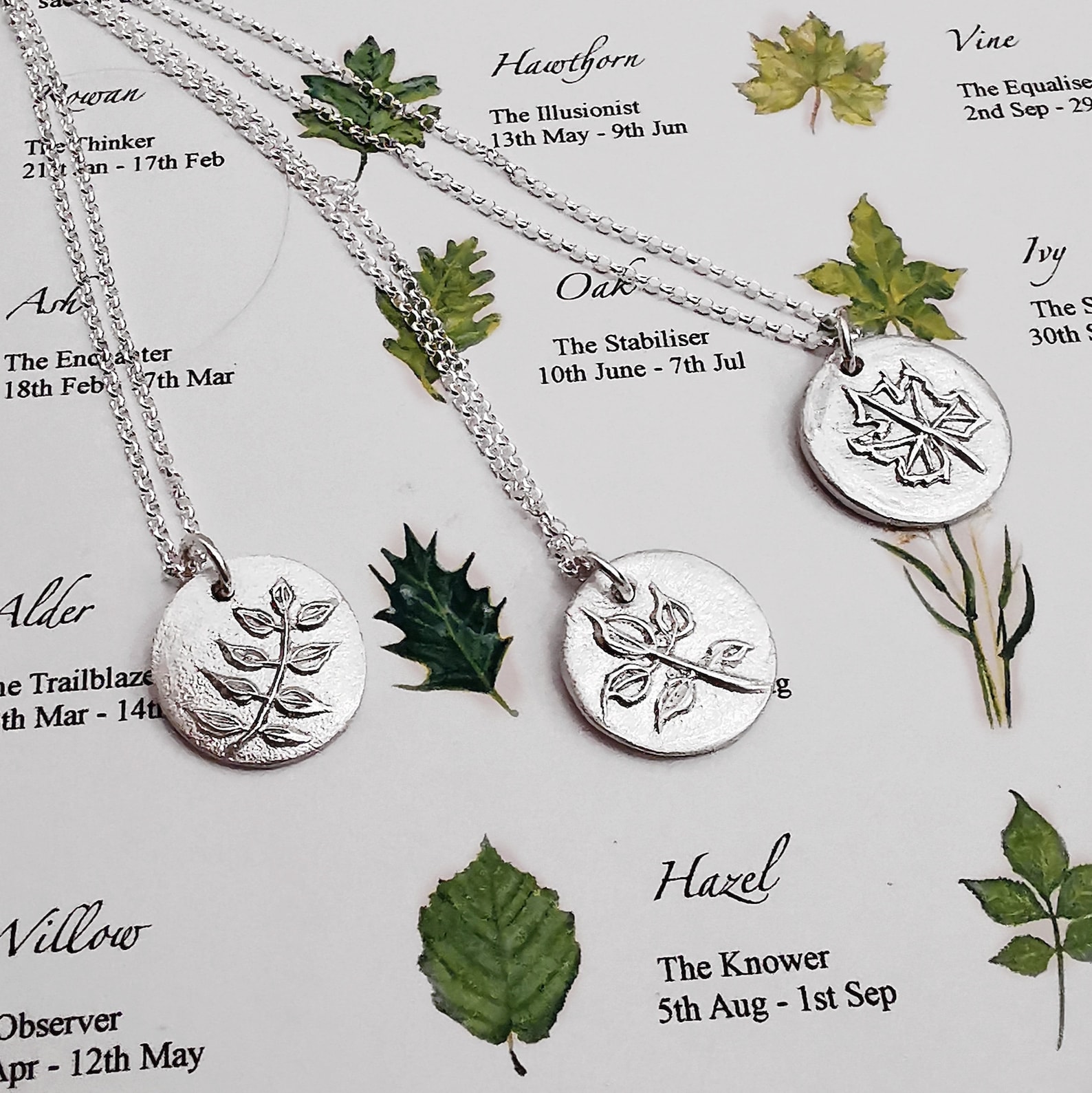 ROWAN Celtic Tree Astrology Necklace Leaf Jewellery Celtic | Etsy