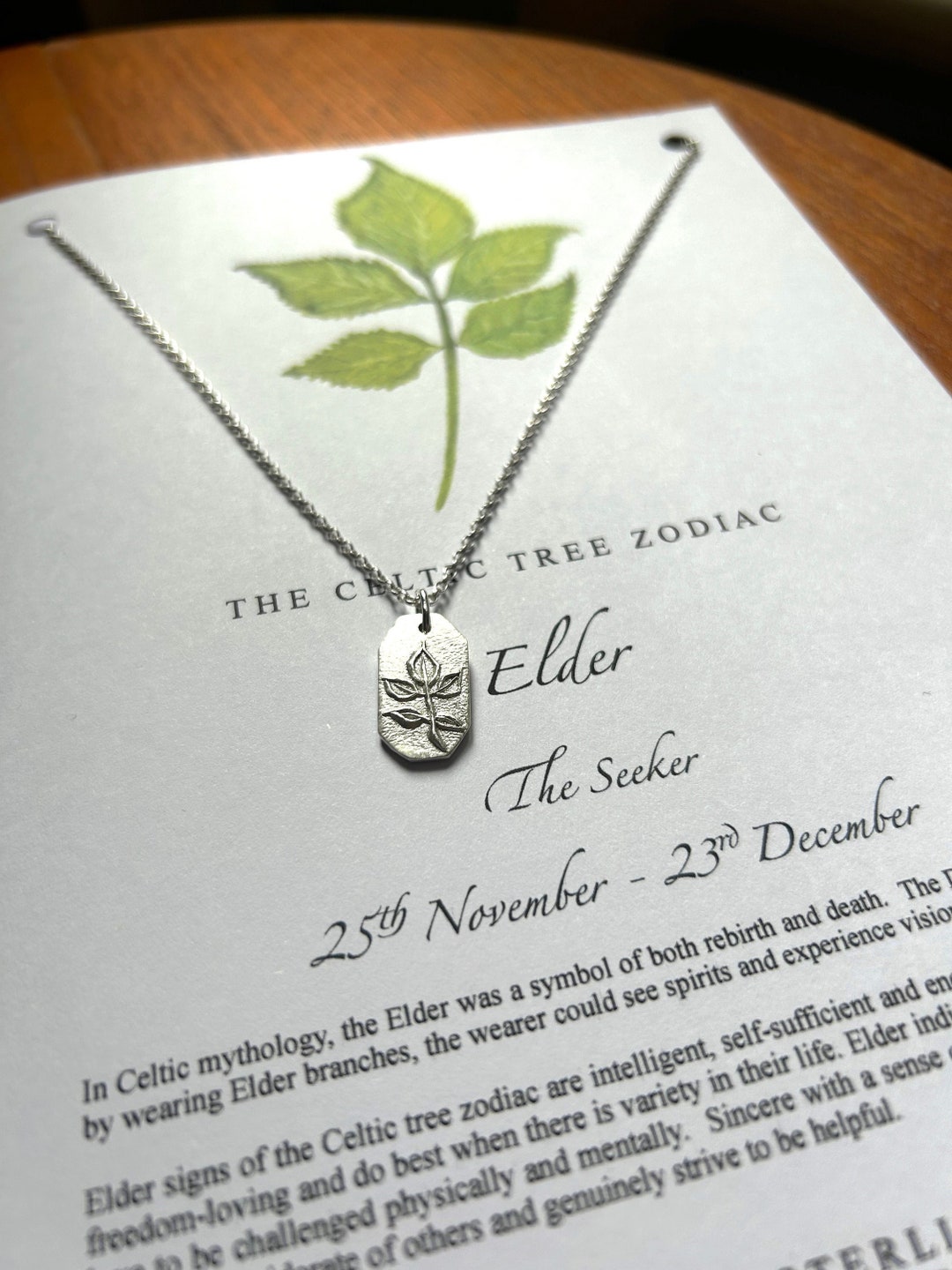 ELDER Leaf Tree Zodiac Tablet Necklace - Celtic Zodiac, Tree Astrology ...