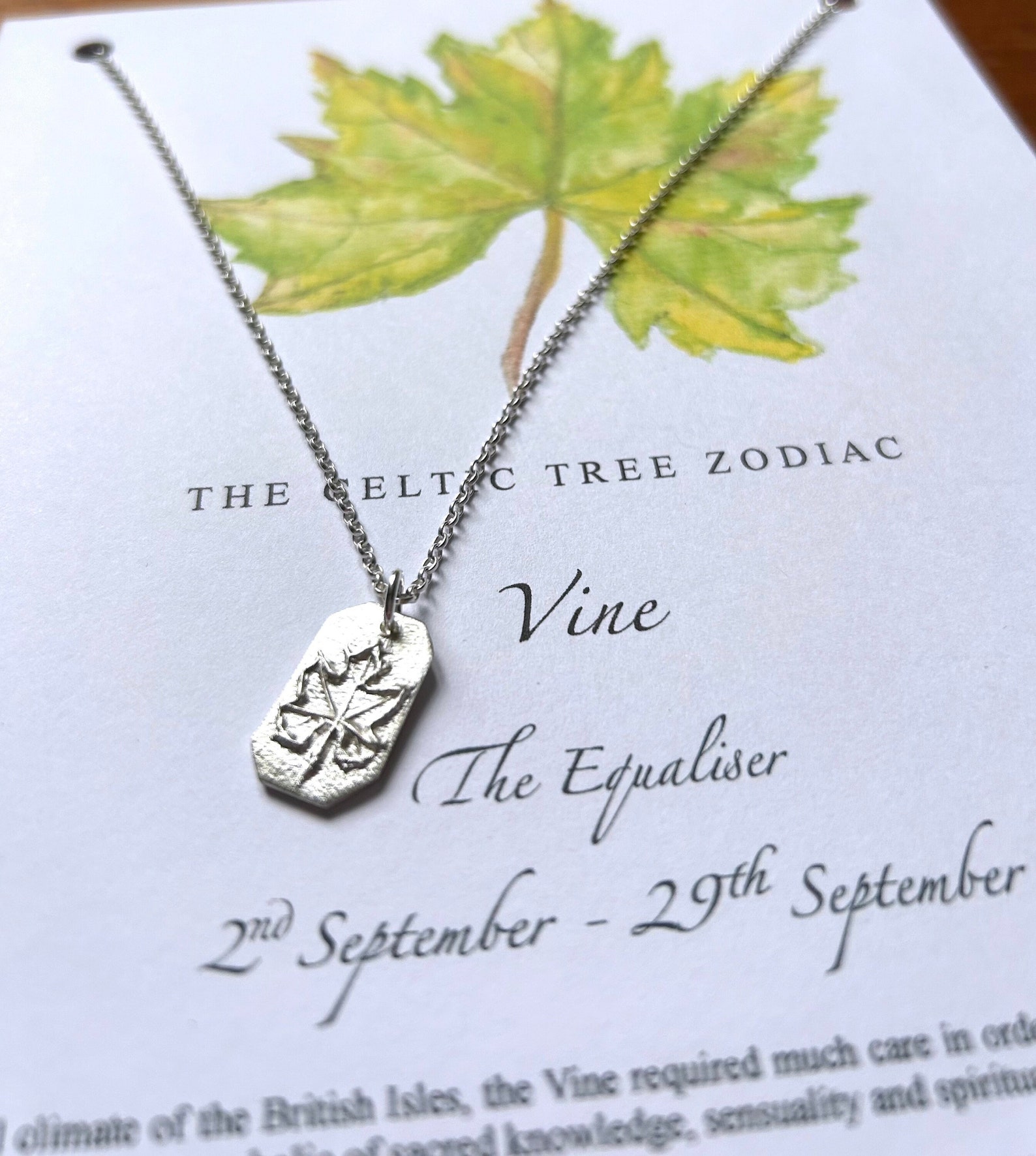 VINE, Tree Tablet Necklace - Celtic Astrology, Celtic Tree Zodiac ...