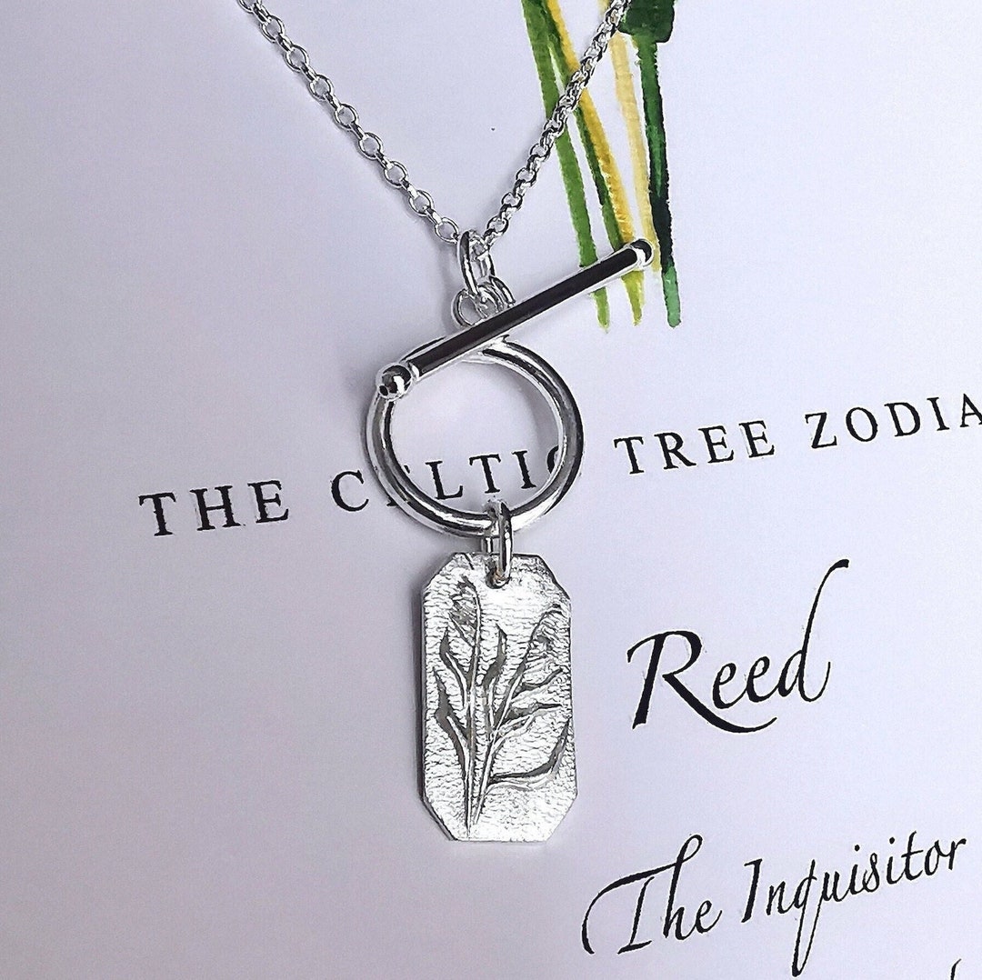 Sterling Silver & Fine Silver Reed Leaf Celtic Zodiac Necklace ...