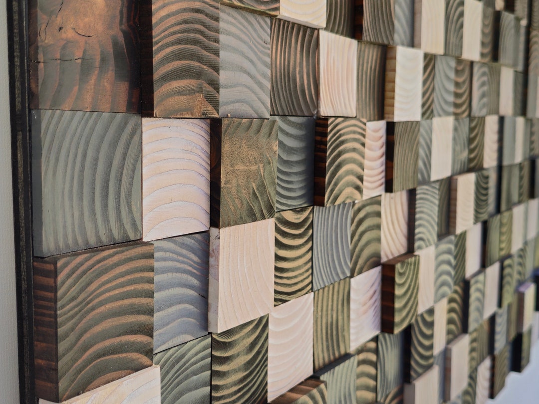 Wood Wall Art, Geometric Wall Panels, Mosaic Wall Art, 3D Wall Art ...