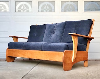 Wooden frame couch with cushions store