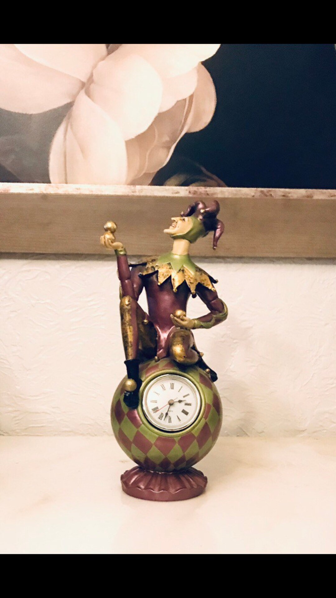 Rare TMS 2004 Jester Harlequin Figurine Sculpture Statue Pottery Clock ...