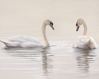 Swan art print | Etsy