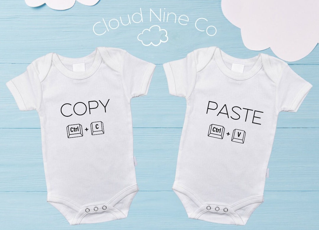 Copy Paste Twin Bodysuit Matching Set Gift for Twins Funny Romper ...