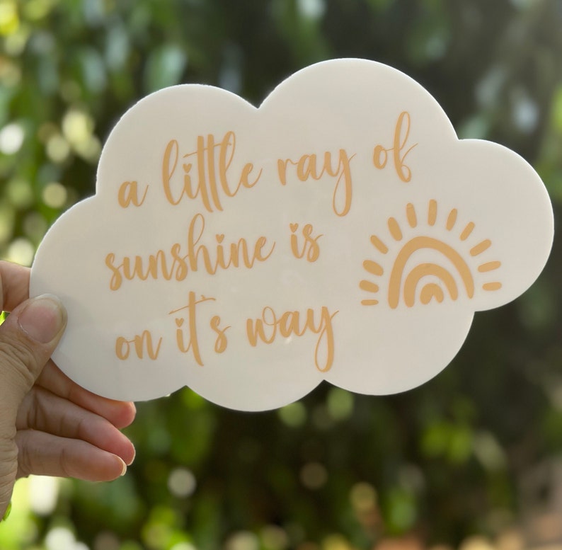 A Little Ray of Sunshine is on It's Way, Cloud-shaped Baby Announcement ...