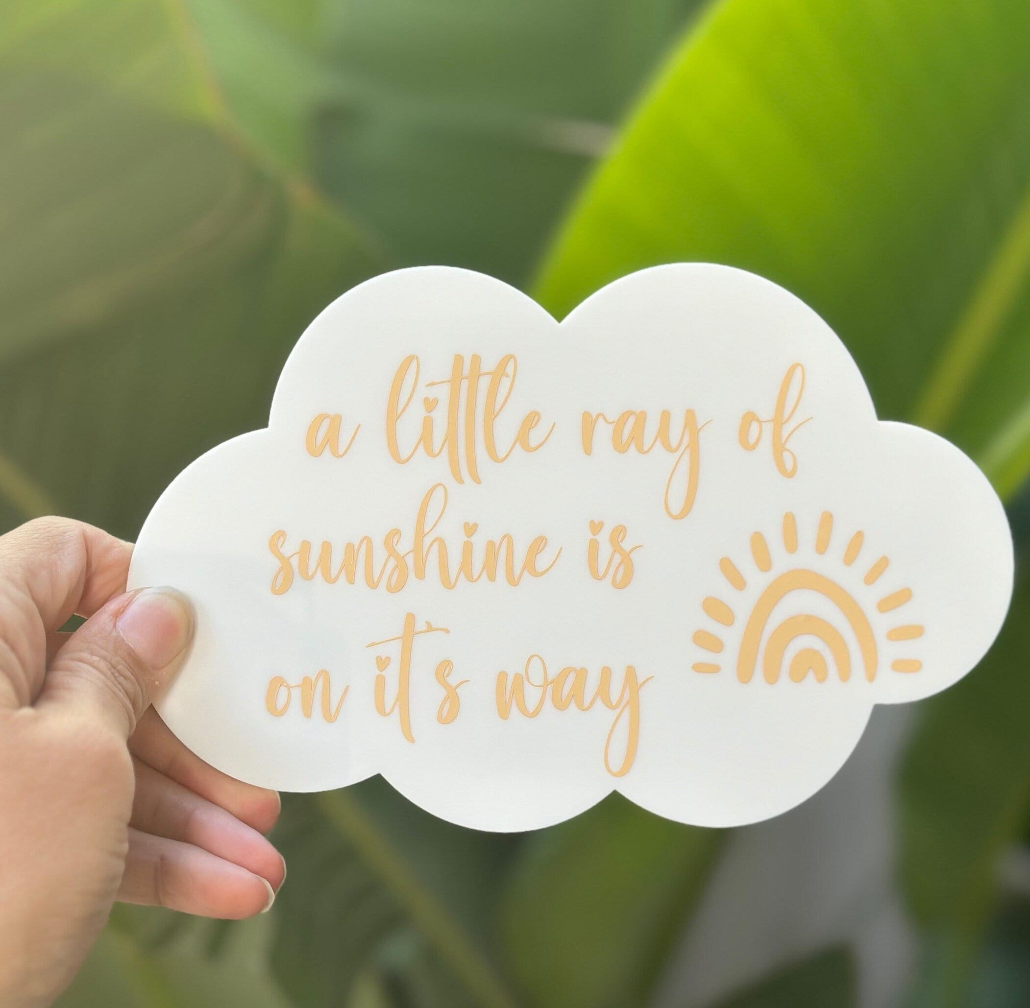 A Little Ray of Sunshine is on It's Way, Cloud-shaped Baby Announcement ...