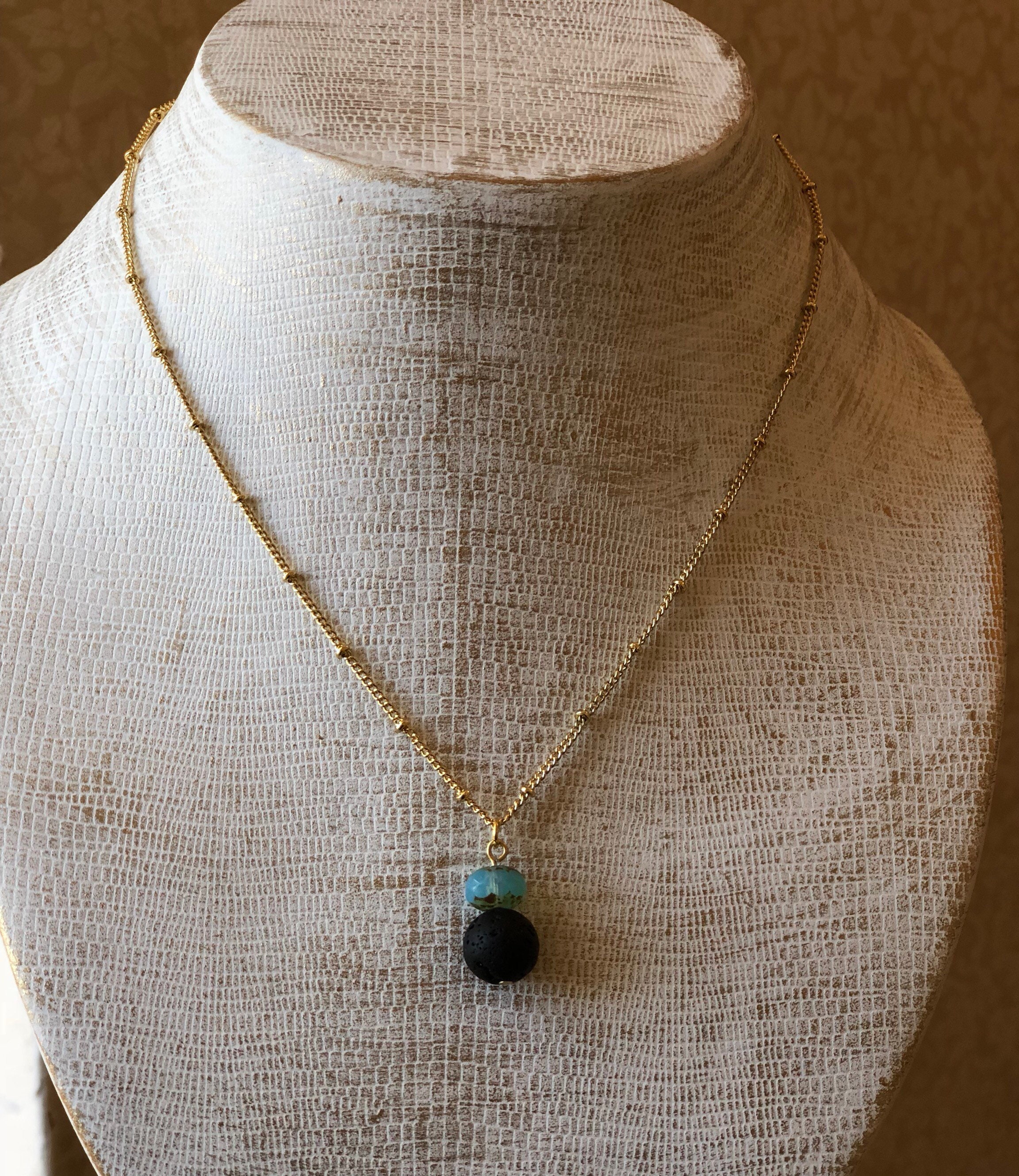 Two Stone Diffuser Necklace // Essential Oil Diffuser // Jewelry ...