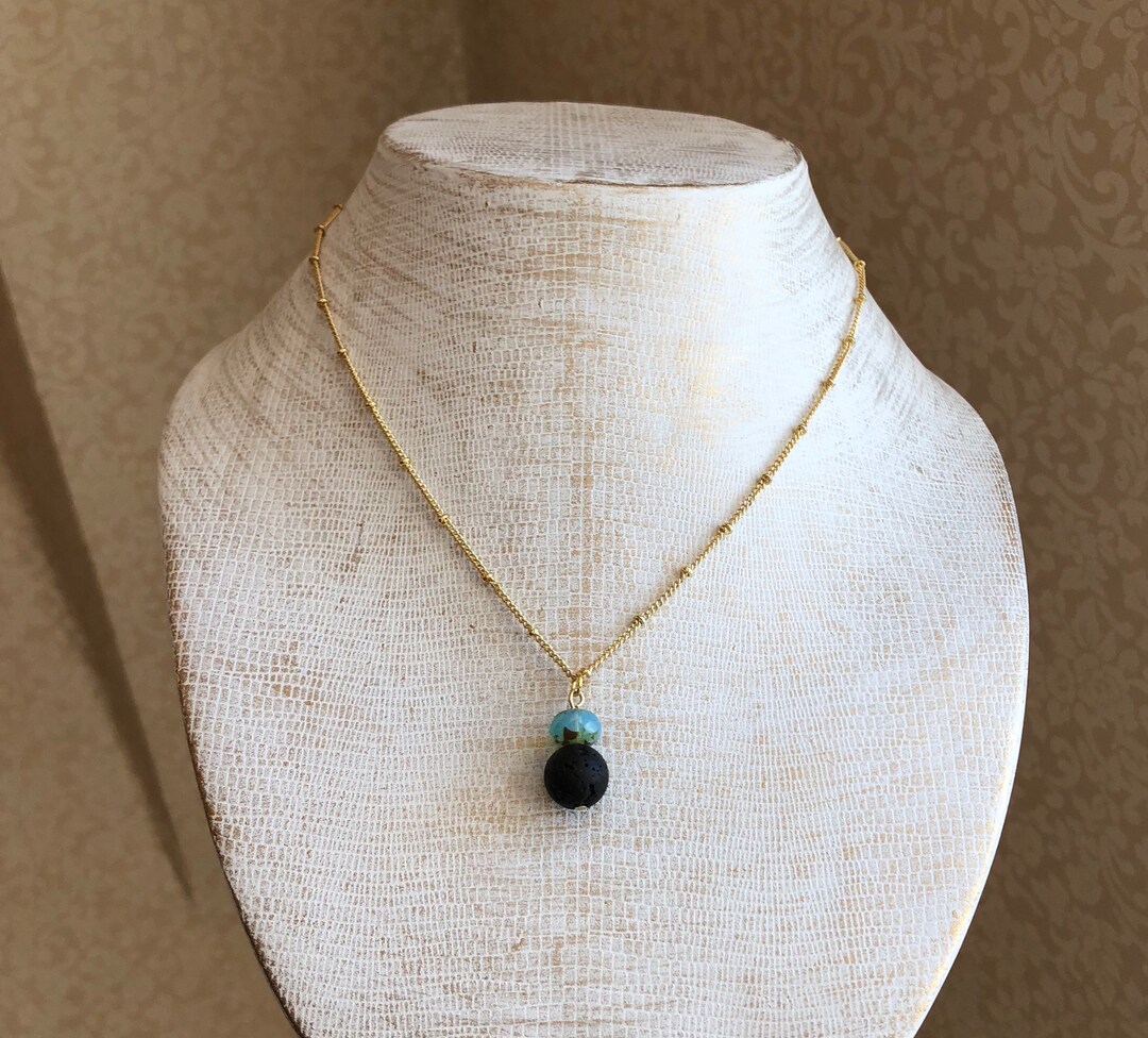 Two Stone Diffuser Necklace // Essential Oil Diffuser // Jewelry ...