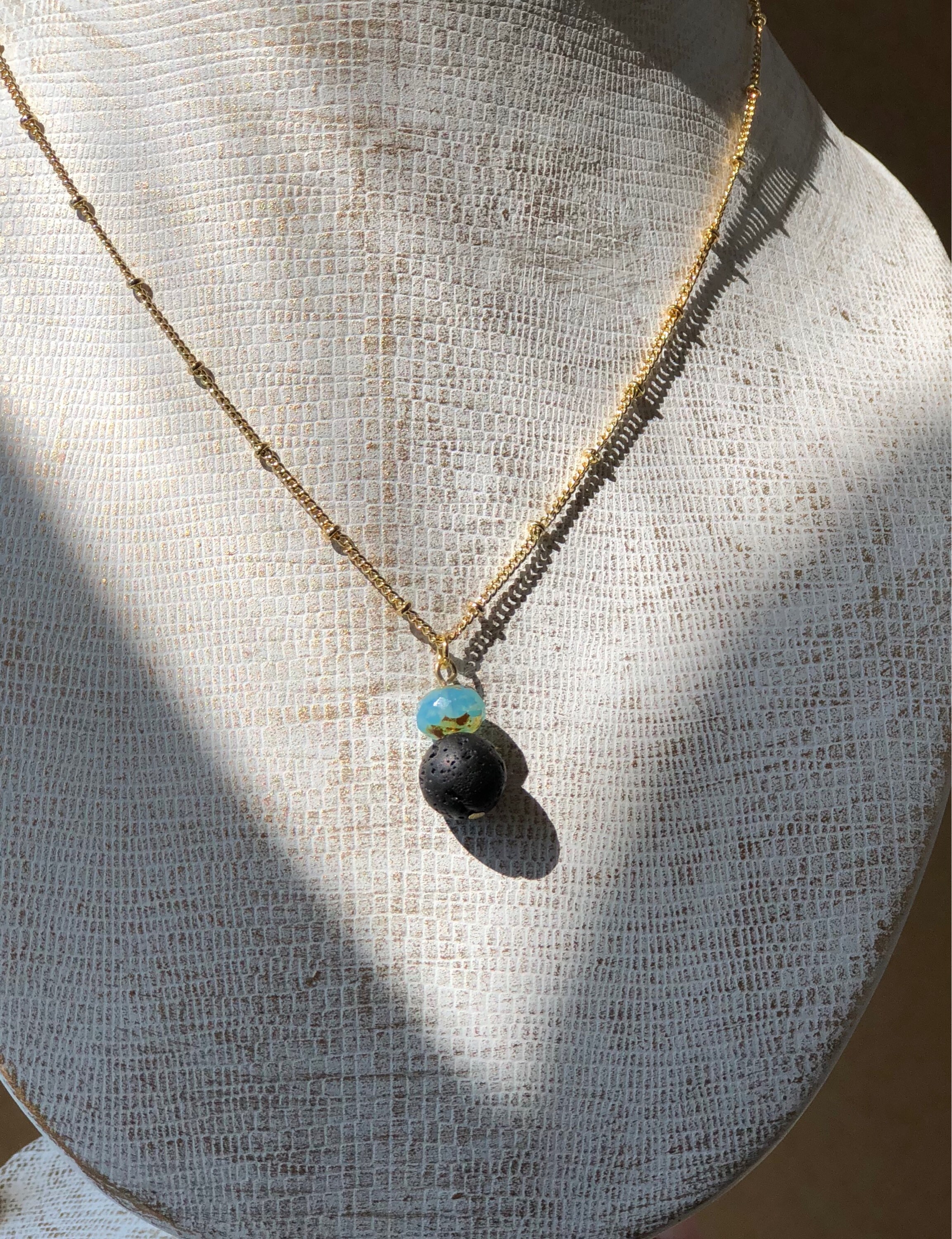 Two Stone Diffuser Necklace // Essential Oil Diffuser // Jewelry ...