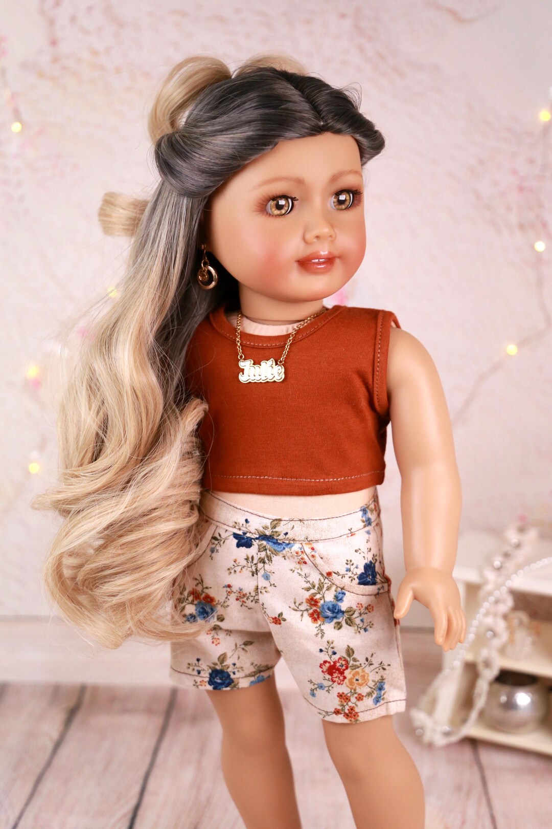 American Doll Fancy Cotton Crop Top Shirt Fit Most 18 Inch Doll Gotz ...