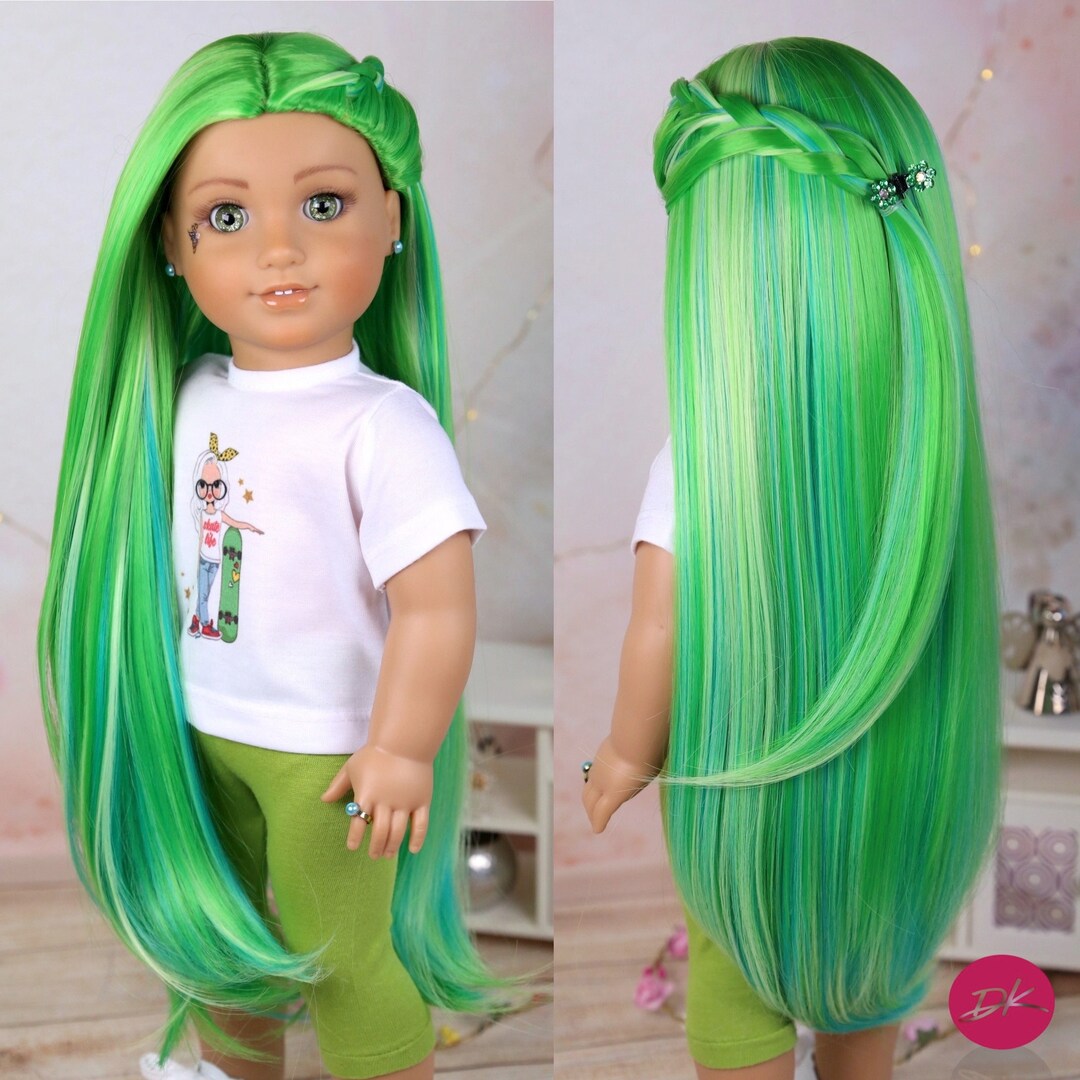 Custom American Doll Wig Lime Swirl Fit Most Doll Head Circumference ...
