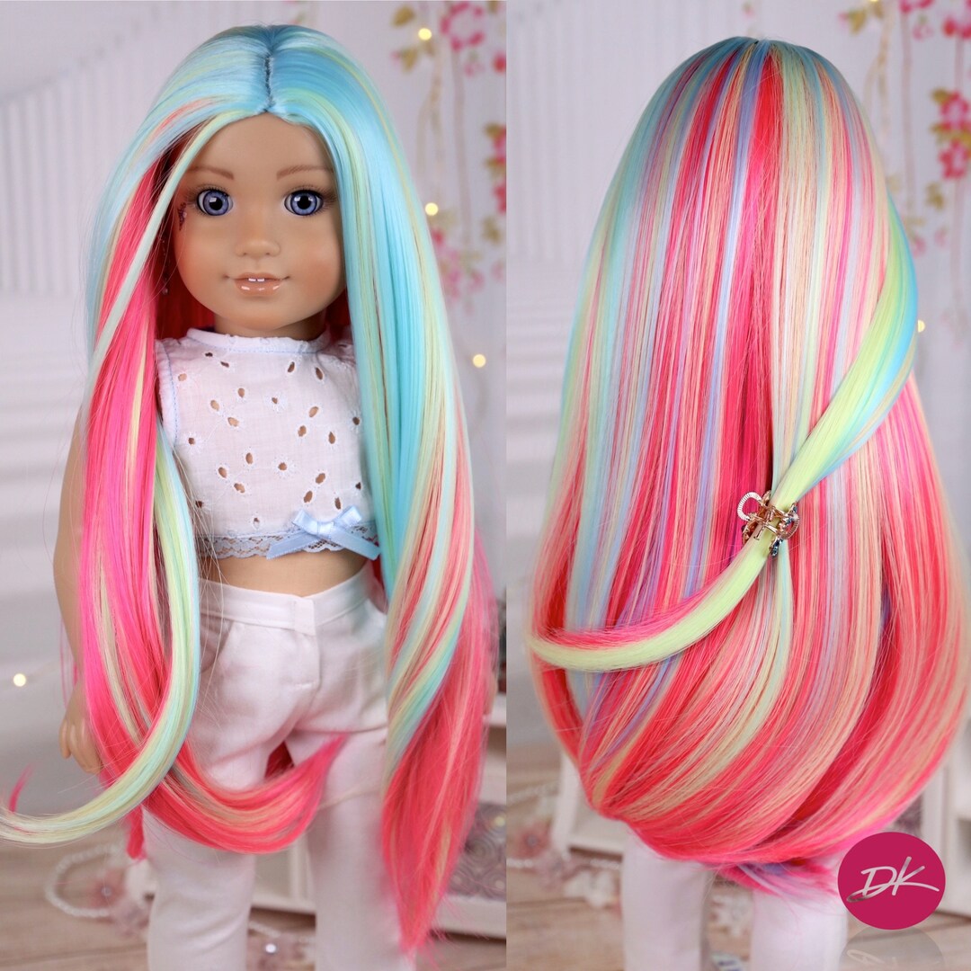 Custom 18 Inch Doll Wig FRUIT PUNCH Doll of A Kind 10-11 Head Size Made ...
