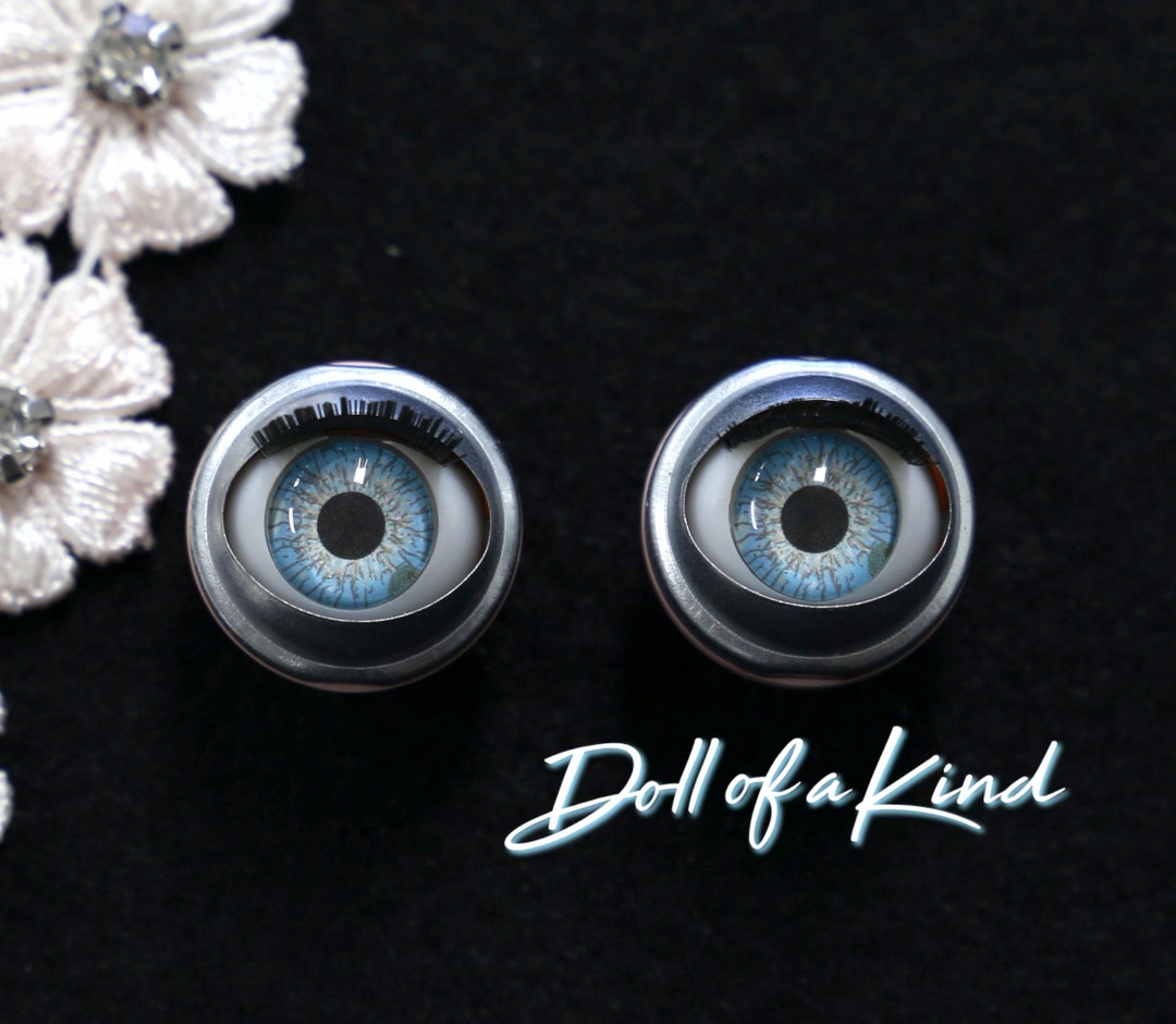 Doll Eyes for 18" Doll Silver Blue Eyes Glass Doll Eyes for Most 18 ...
