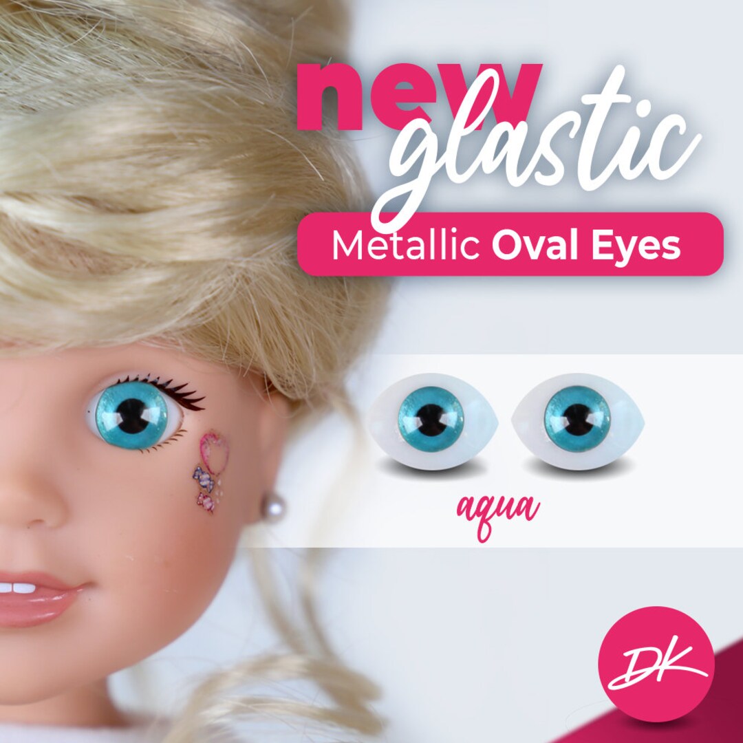 Glastic Metallic Aqua Oval Doll Eyes for Classic Wellie and NEW Bigger ...