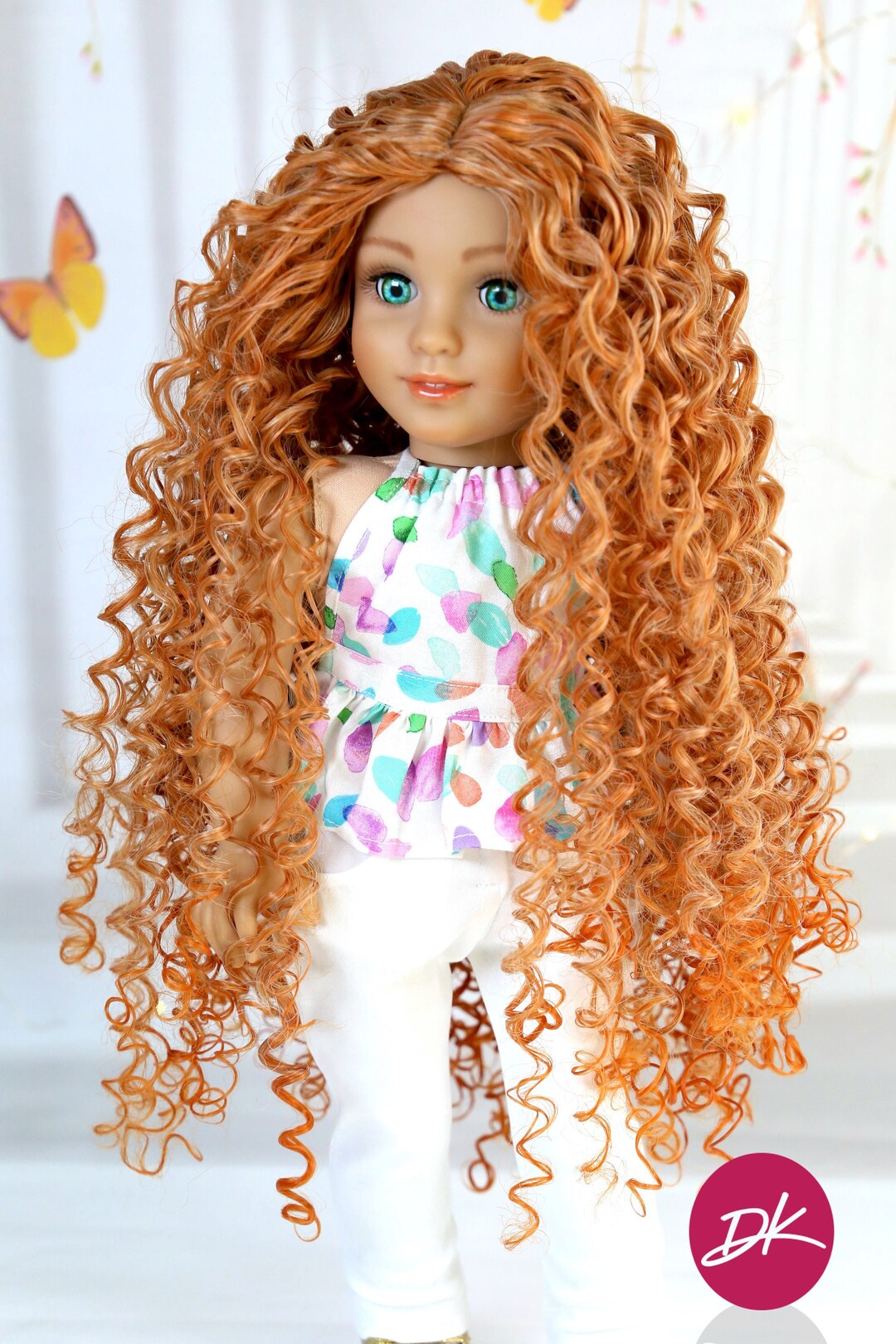 American Doll Wig Sweet Ginger Curly 18inch Doll Wig Doll of A Kind,10 ...