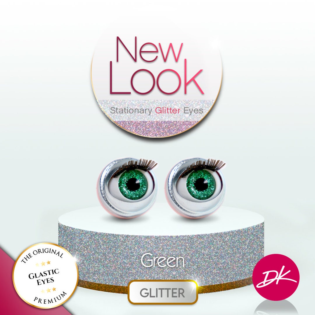 Green Glastic Glitter Premium Blinking Doll Eyes - Fits Most 18'' Doll ...