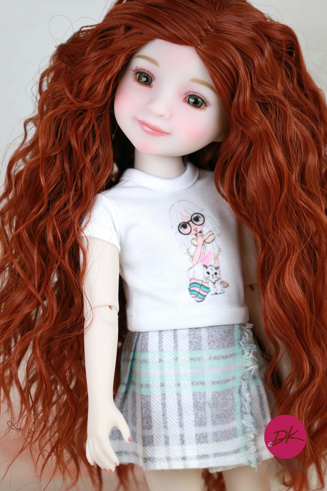 Wig for Wellie Doll Sweet Copper Ombre doll Wig 8-9'' Fits RRFF, BJD 1/3, Heart 4 Heart or Any ...