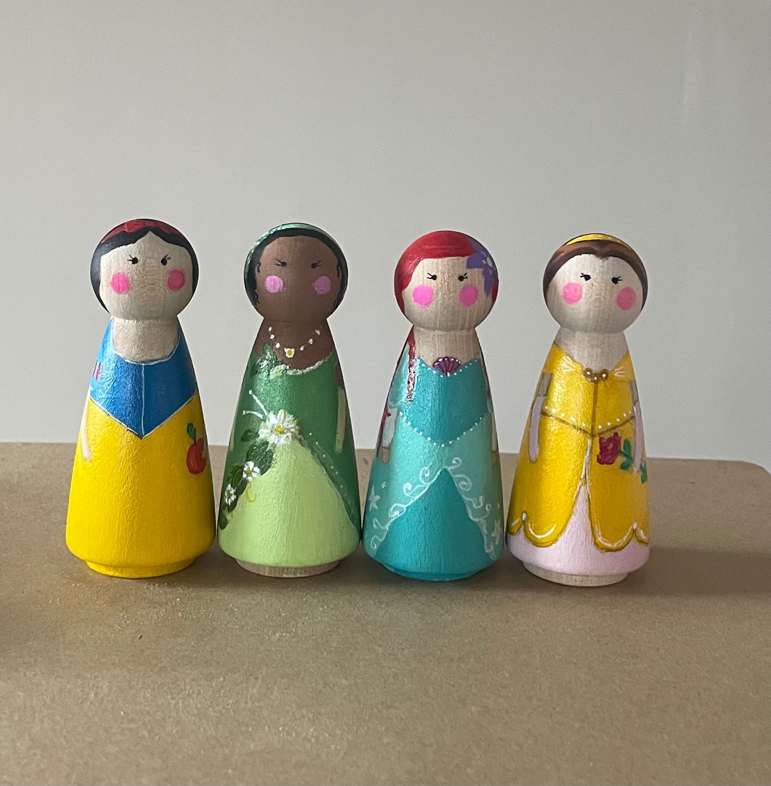 Peg Doll Princesses, Wooden Dolls, Handpainted Wooden Dolls, Disney ...