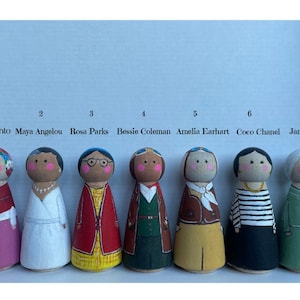 Hand Painted Peg Dolls, Wooden Dolls, Women in History, Educational ...