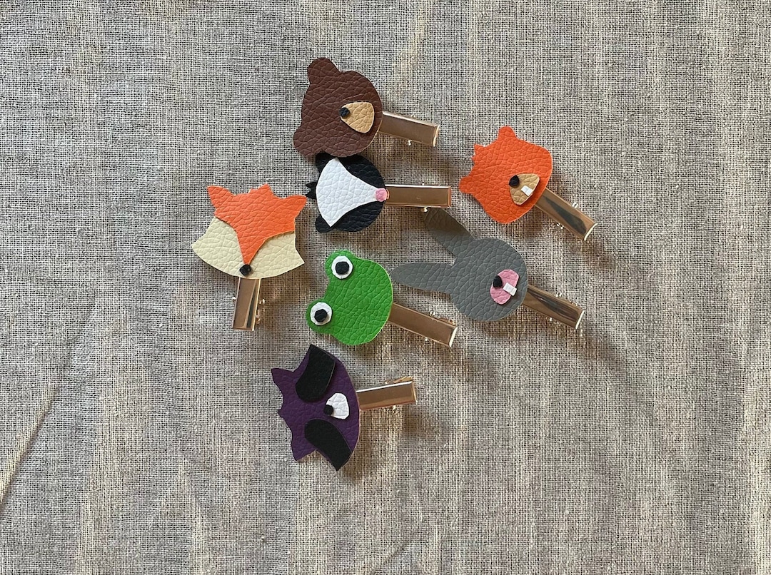 Faux Leather Woodland Animal Hair Clips: Handmade Alligator Clips - Etsy