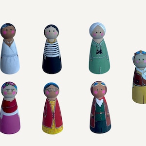 Hand Painted Peg Dolls, Wooden Dolls, Women in History, Educational ...