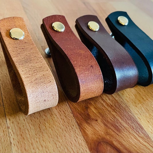 Leather Drawer Handles Leather Cabinet Pulls Leather Knob - Etsy