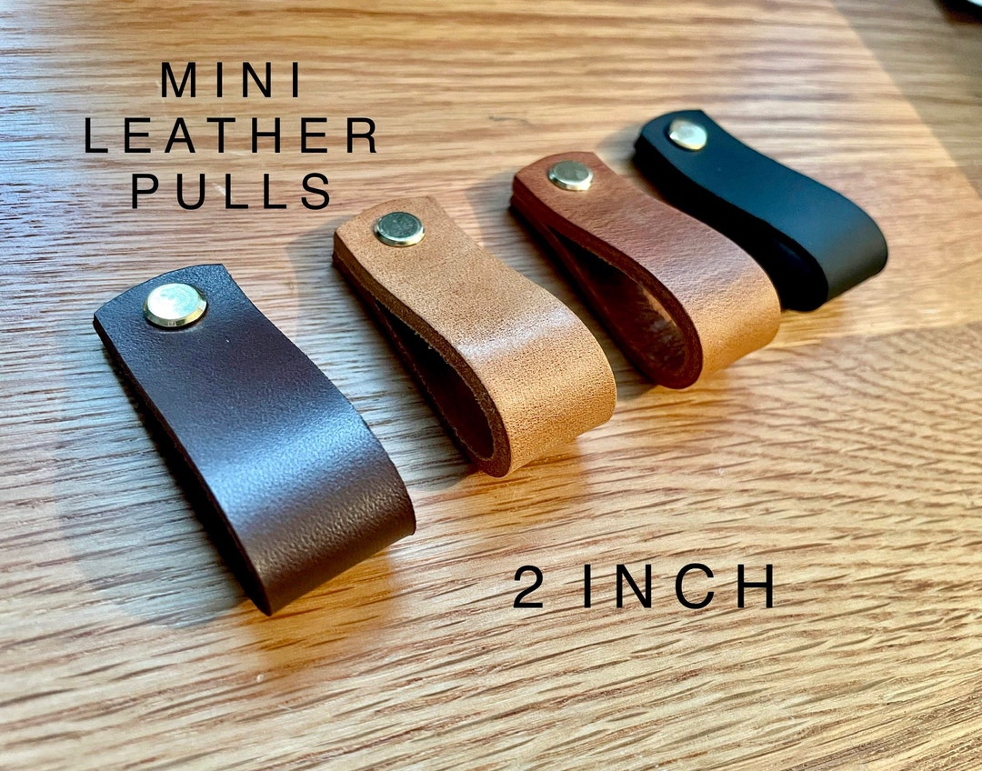 Mini Thick Leather Drawer Handles Leather Cabinet Pulls Leather Knob ...