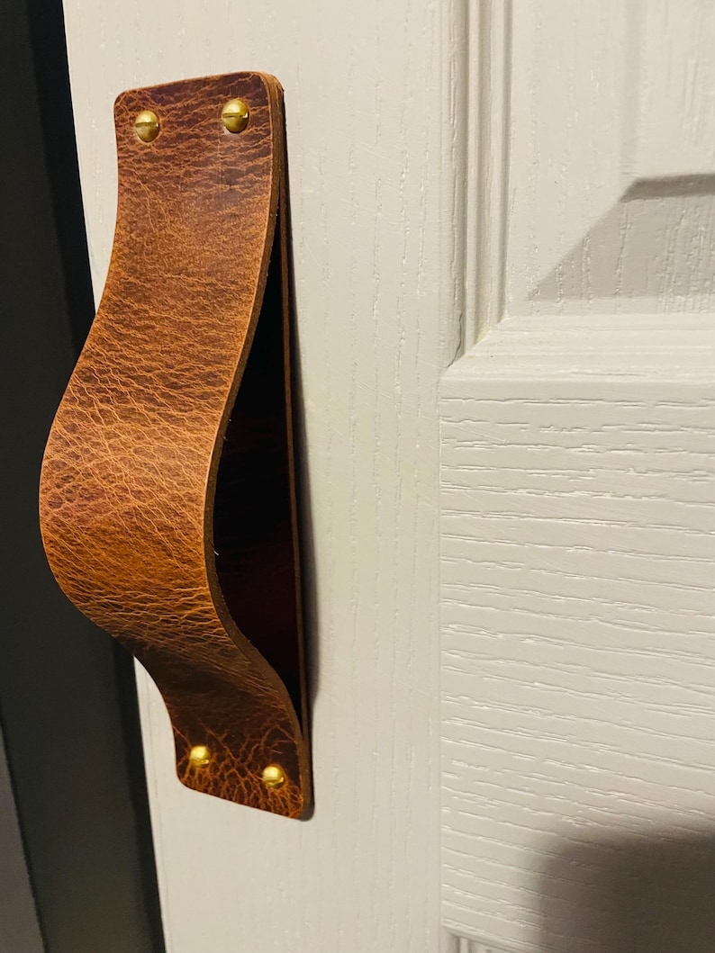 Thick Leather Door Handle Leather Genuine Leather. Direct Screw In ...