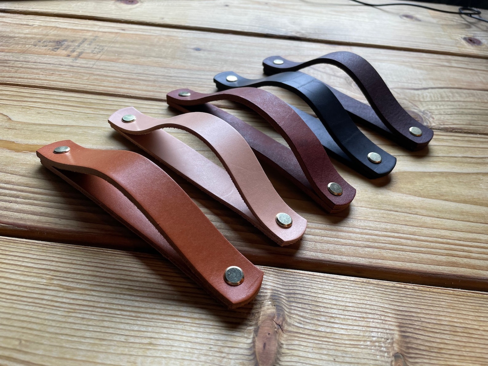 Thick Flat Leather Drawer Handles Leather Cabinet Pulls Leather Knob ...