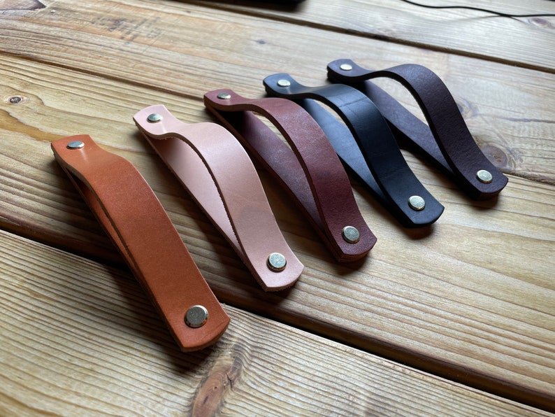 Thick Flat Leather Drawer Handles Leather Cabinet Pulls - Etsy