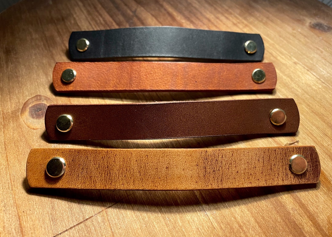 Thick Flat Leather Drawer Handles Leather Cabinet Pulls Leather Knob ...