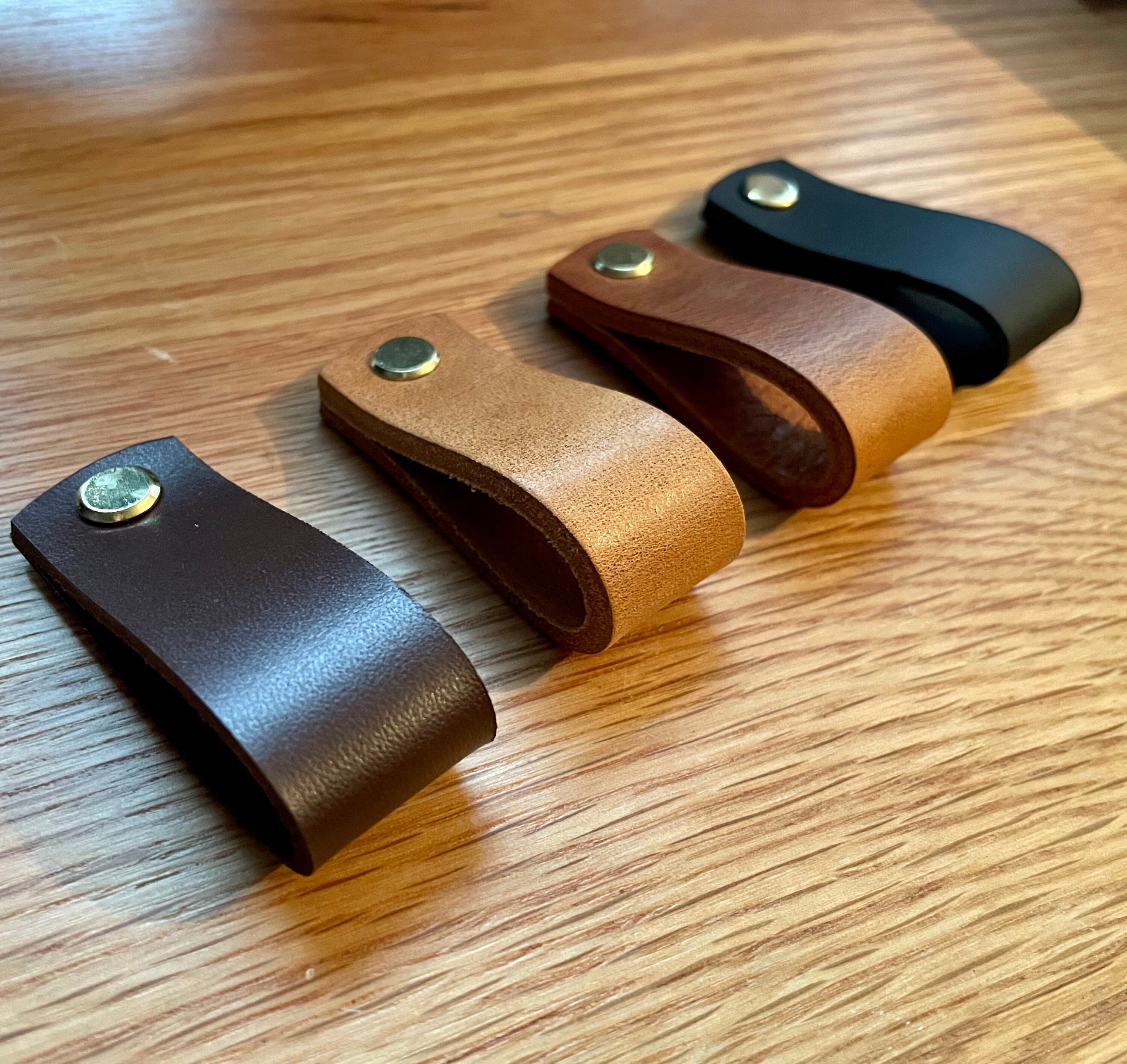Mini Thick Leather Drawer Handles Leather Cabinet Pulls - Etsy