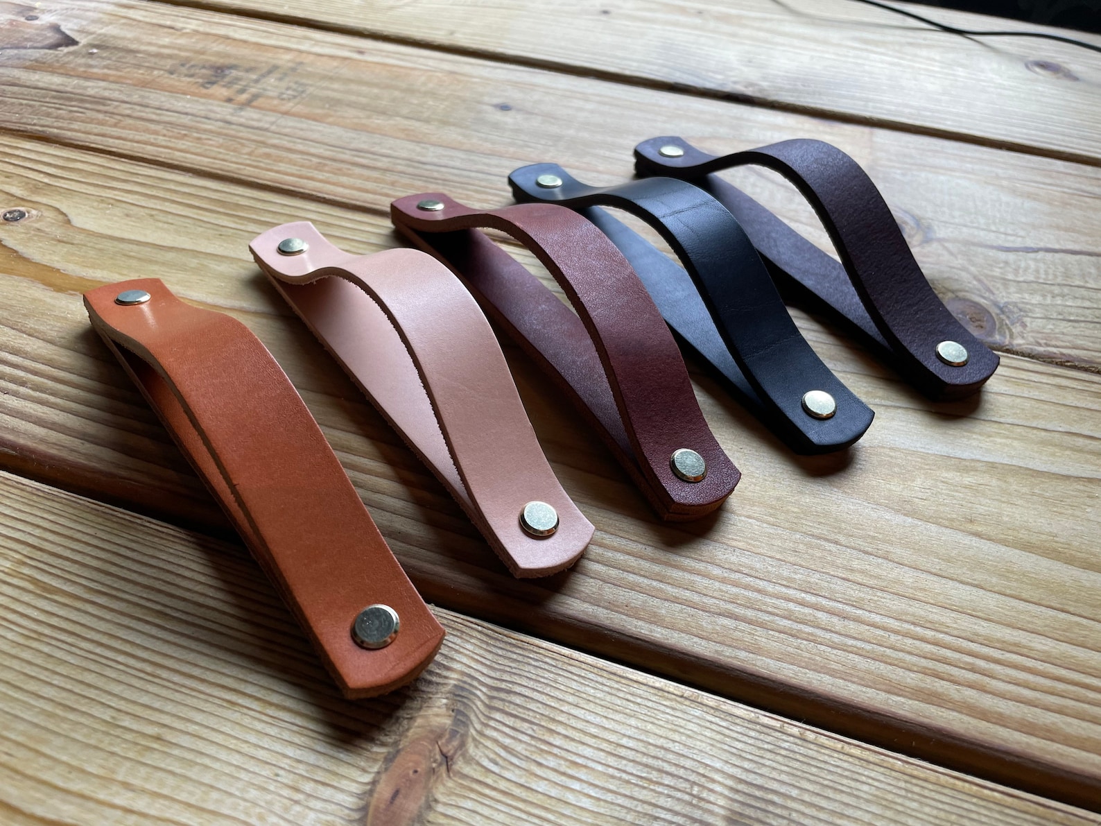 Thick Flat Leather Drawer Handles Leather Cabinet Pulls Leather Knob ...