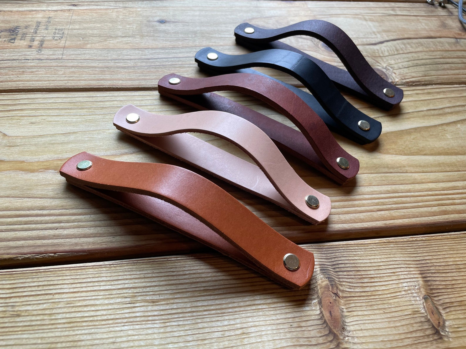 Thick Flat Leather Drawer Handles Leather Cabinet Pulls Leather Knob ...