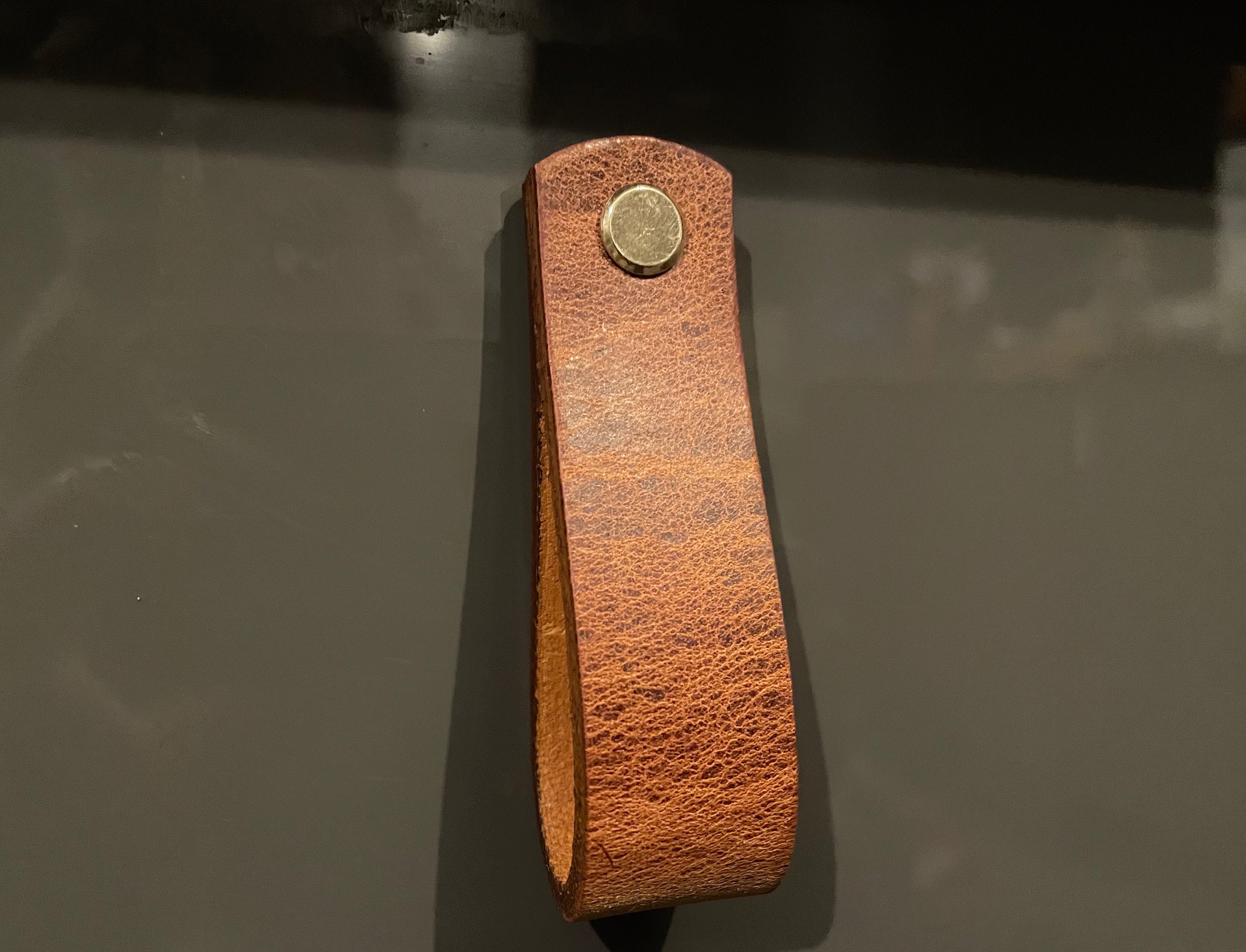 Antique Tan Tiger Bread Thick Leather Drawer Handles Leather | Etsy