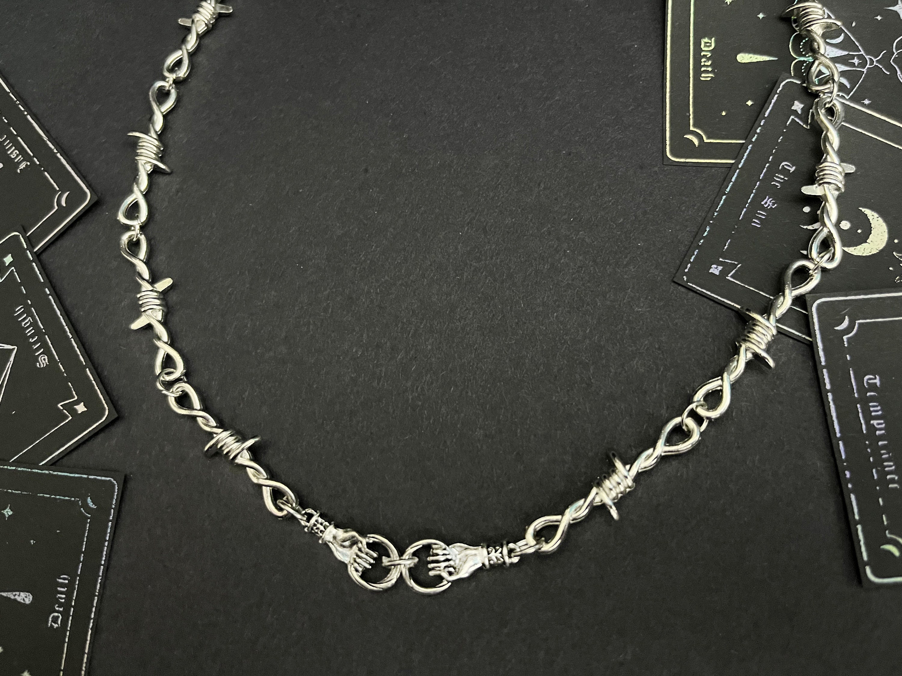 HAND & BARBED WIRE Necklace, Victorian Style Grunge Jewelry, Alt Gothic ...