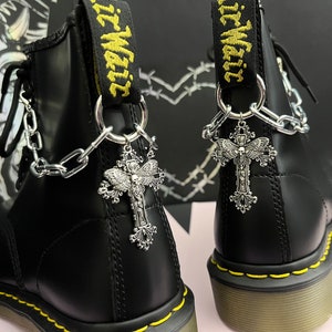 ORNATE MOTH CROSS Double O Ring Boot Chain Charm, Chunky Hardware ...